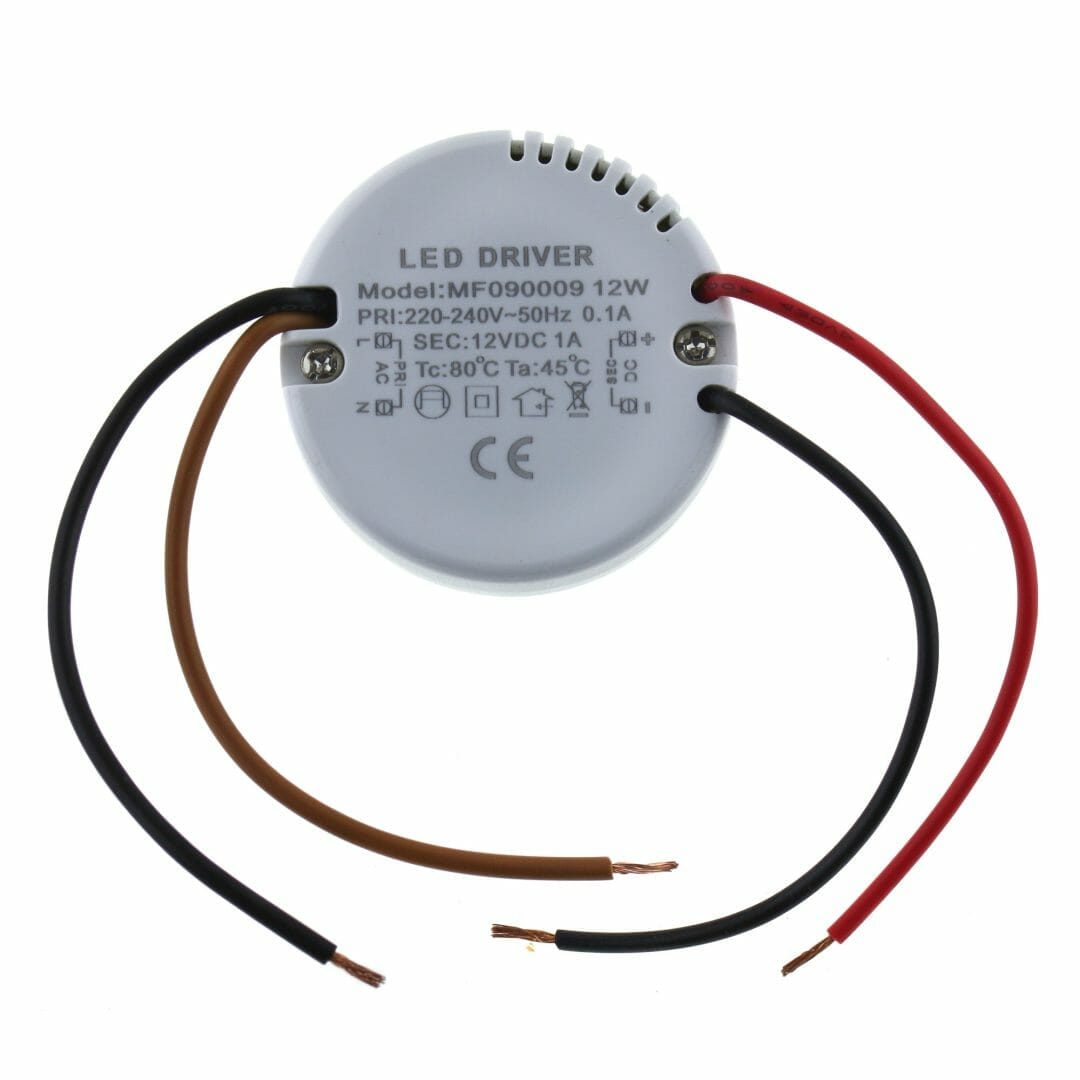 Ronde led driver 12 Volt, 1 Ampère, 12 Watt