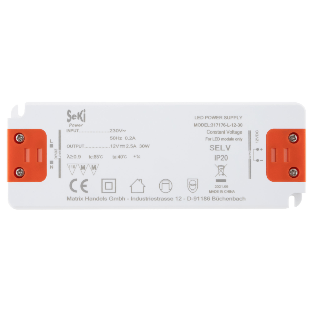 Led-voeding 12 Volt | 2,5 Ampère | 30 Watt